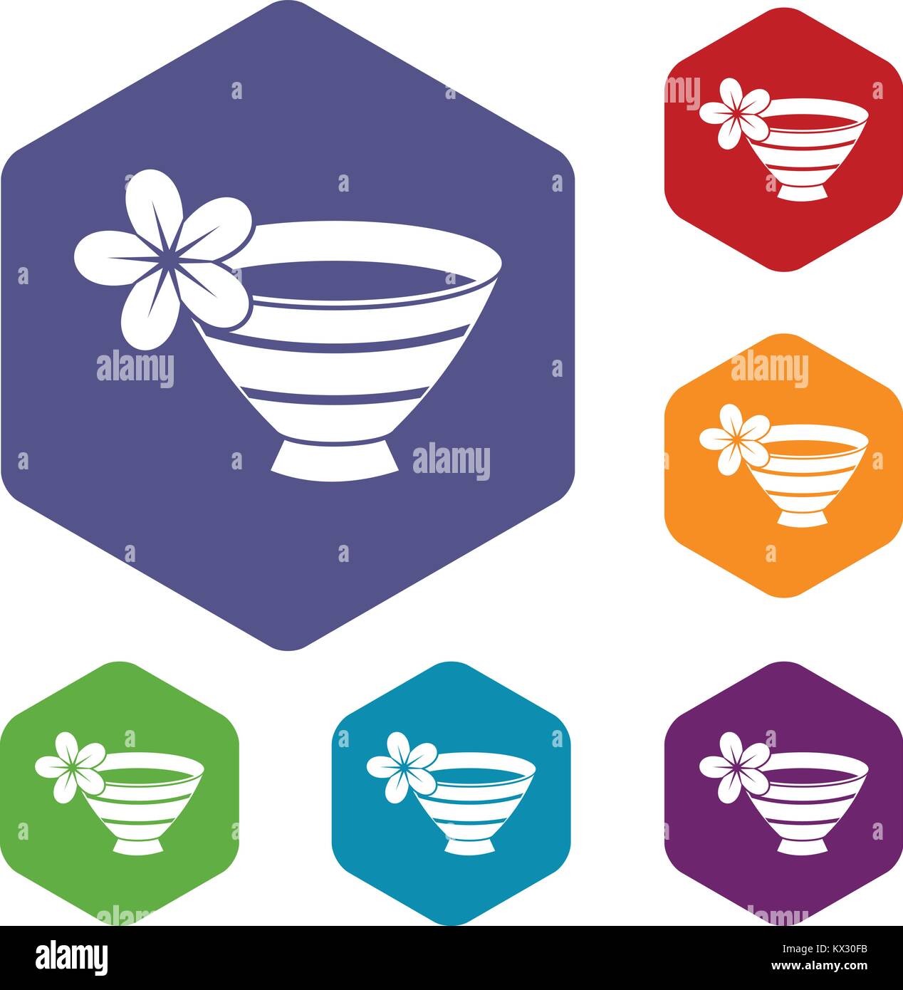 Bowl with water for spa icons set Stock Vector Image & Art - Alamy