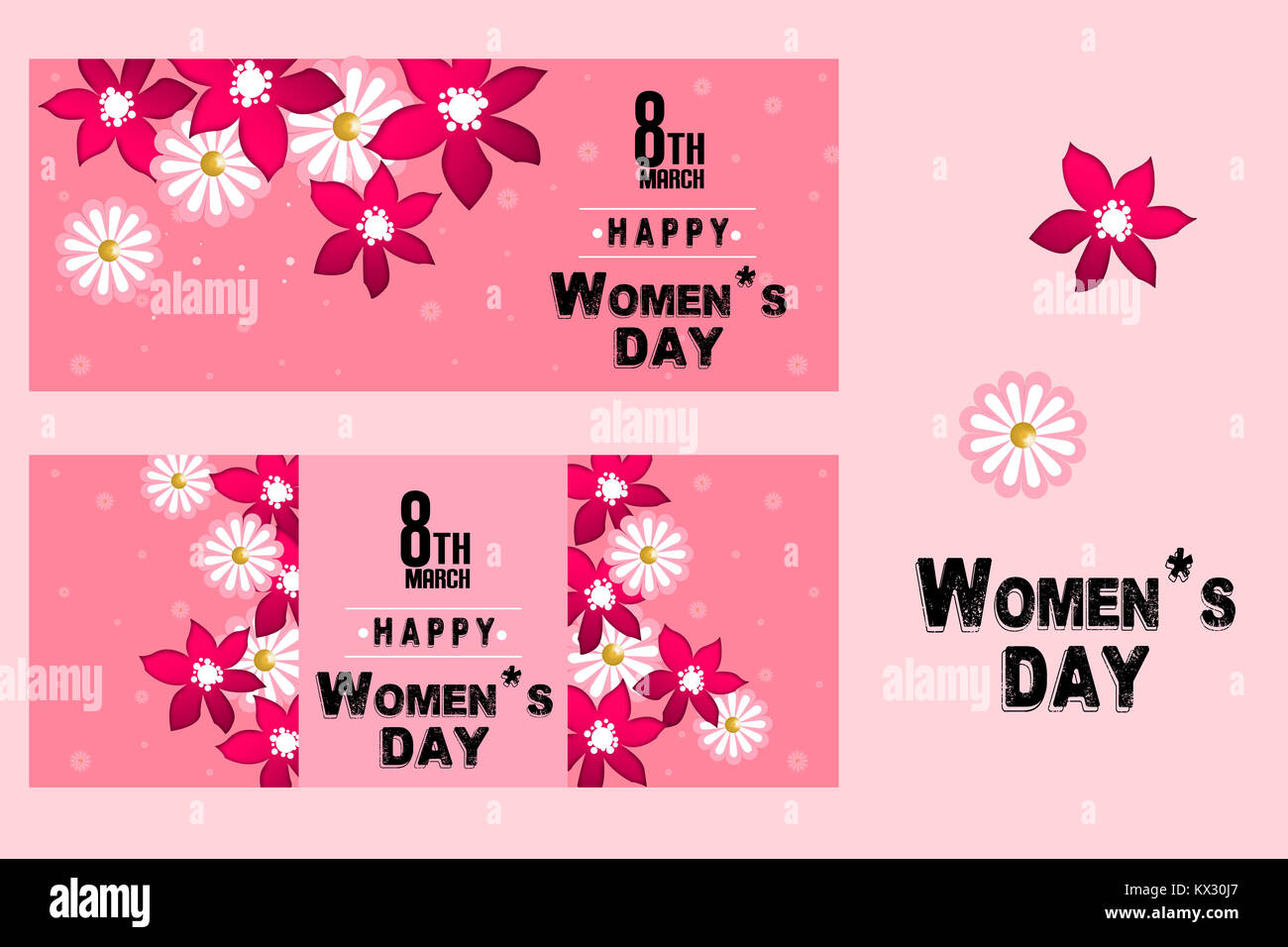 Women's Day celebration Poster, Banner design with colorful flower ...