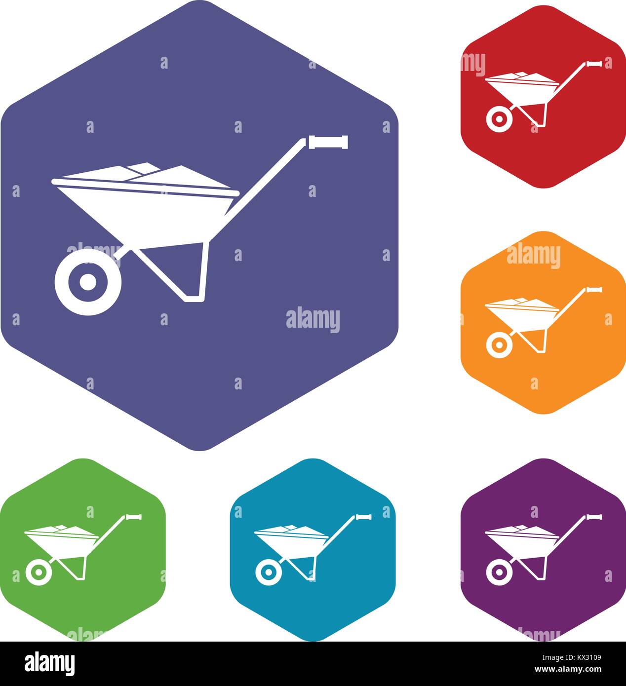 Wheelbarrow icons set Stock Vector Image & Art - Alamy
