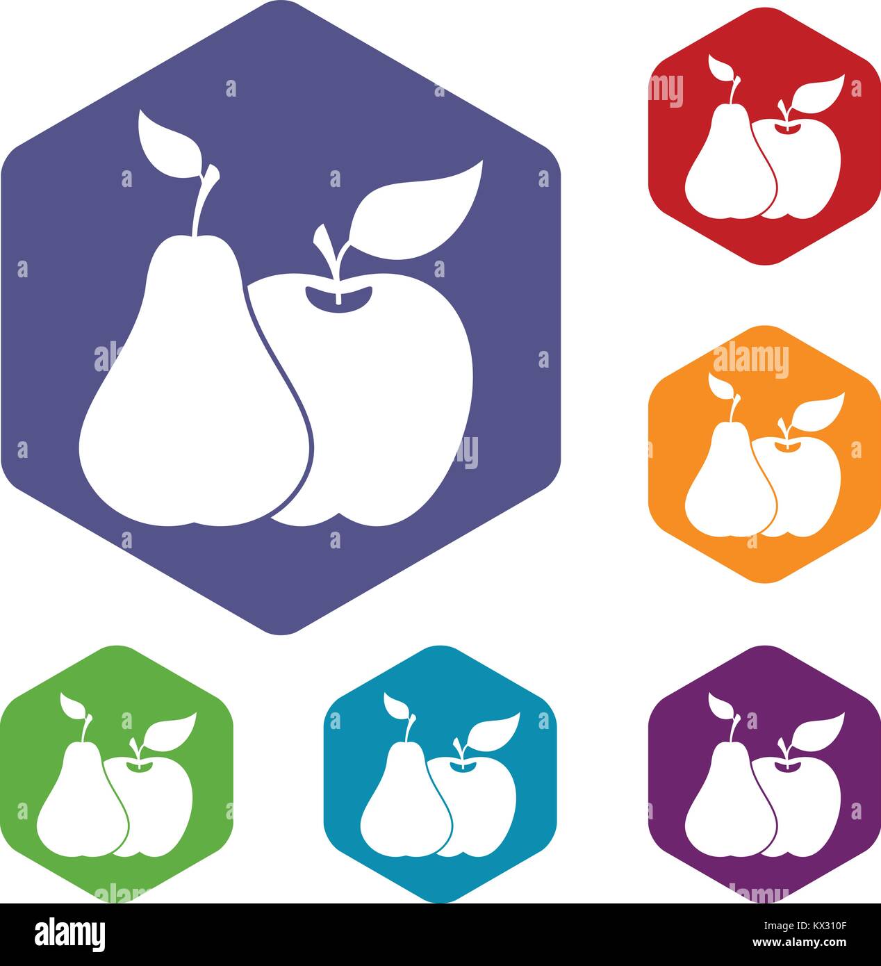 Apple and pear icons set Stock Vector Image & Art - Alamy