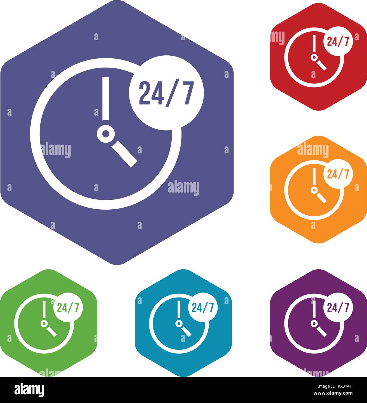 Clock 24 7 icons set Stock Vector Image & Art - Alamy
