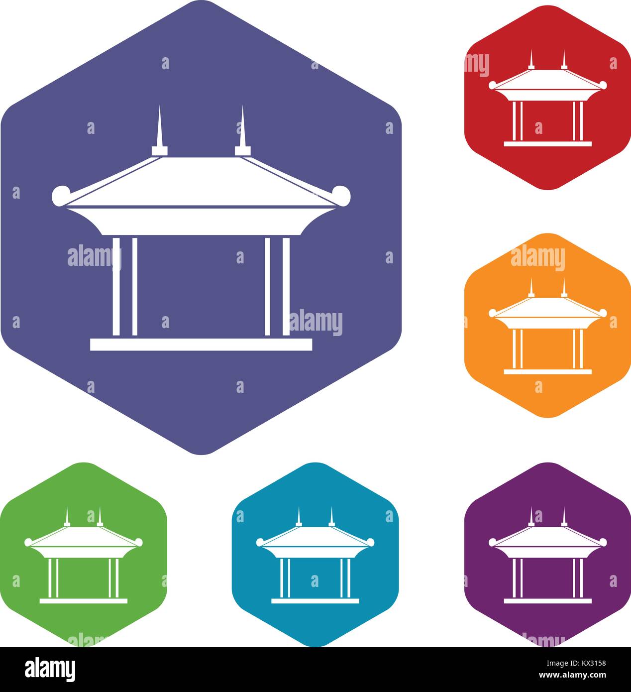Pagoda icons set Stock Vector Image & Art - Alamy