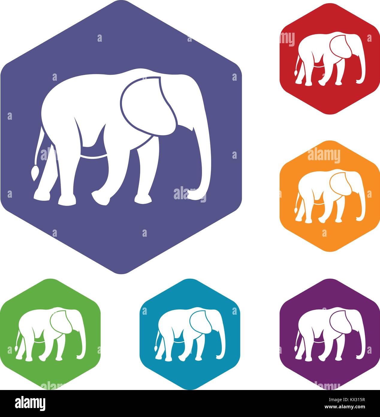 Wild elephant icons set Stock Vector Image & Art - Alamy