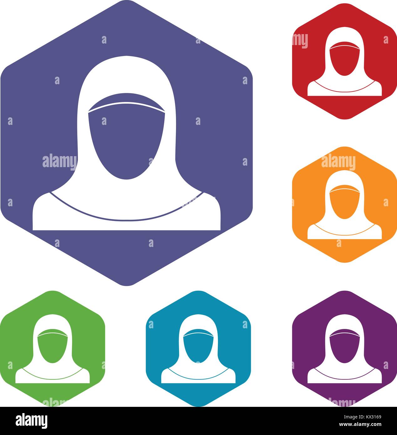 Muslim women wearing hijab icons set Stock Vector Image & Art - Alamy