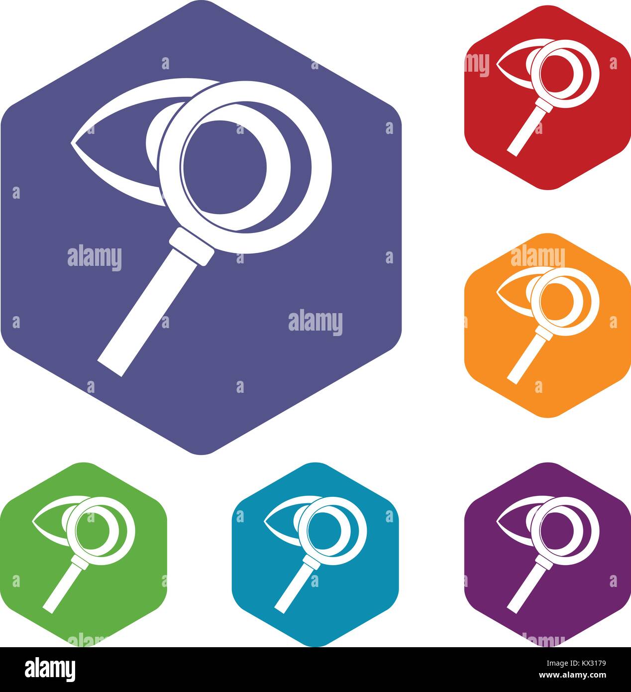 Magnifying glass with eye icons set Stock Vector Image & Art - Alamy