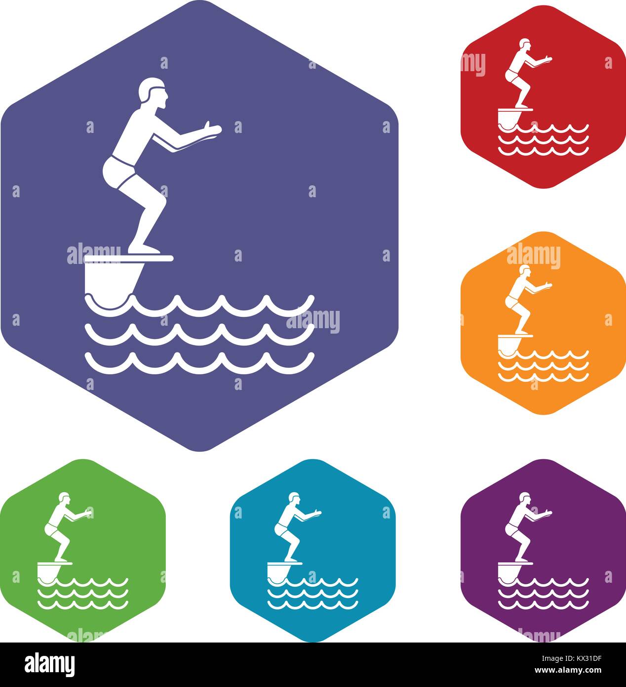 Man standing on springboard icons set Stock Vector Image & Art - Alamy