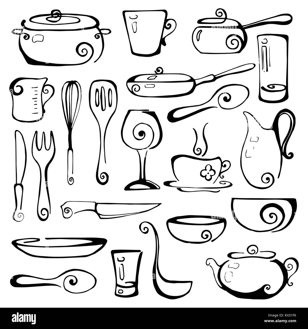 Drawing Cookware High Resolution Stock Photography and Images - Alamy
