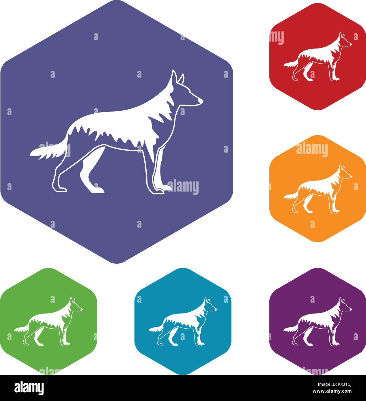 Shepherd dog icons set Stock Vector Image & Art - Alamy