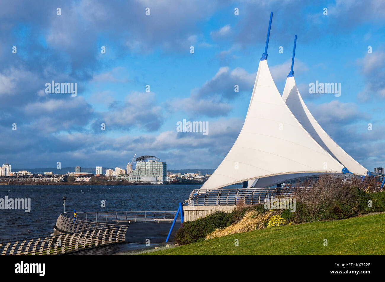 The Sails on the Cardiff Bay Barrage, south Wales Stock Photo - Alamy