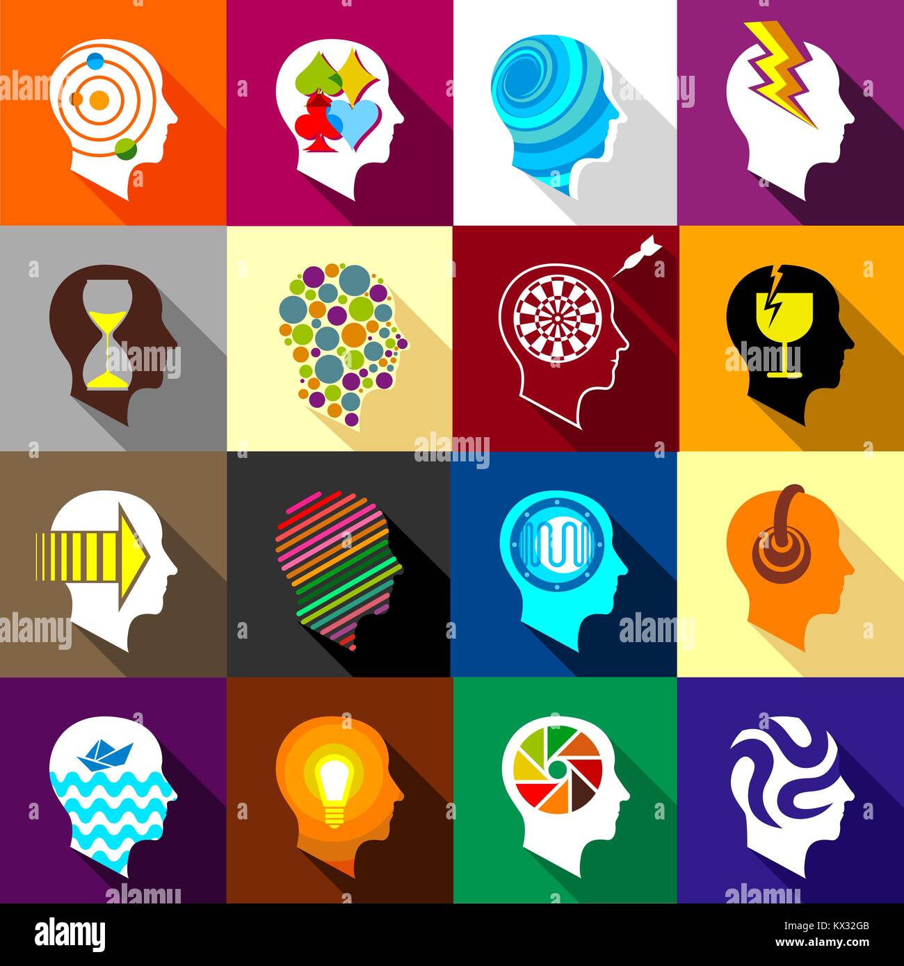 Human head logos icons set, flat style Stock Vector Image & Art - Alamy