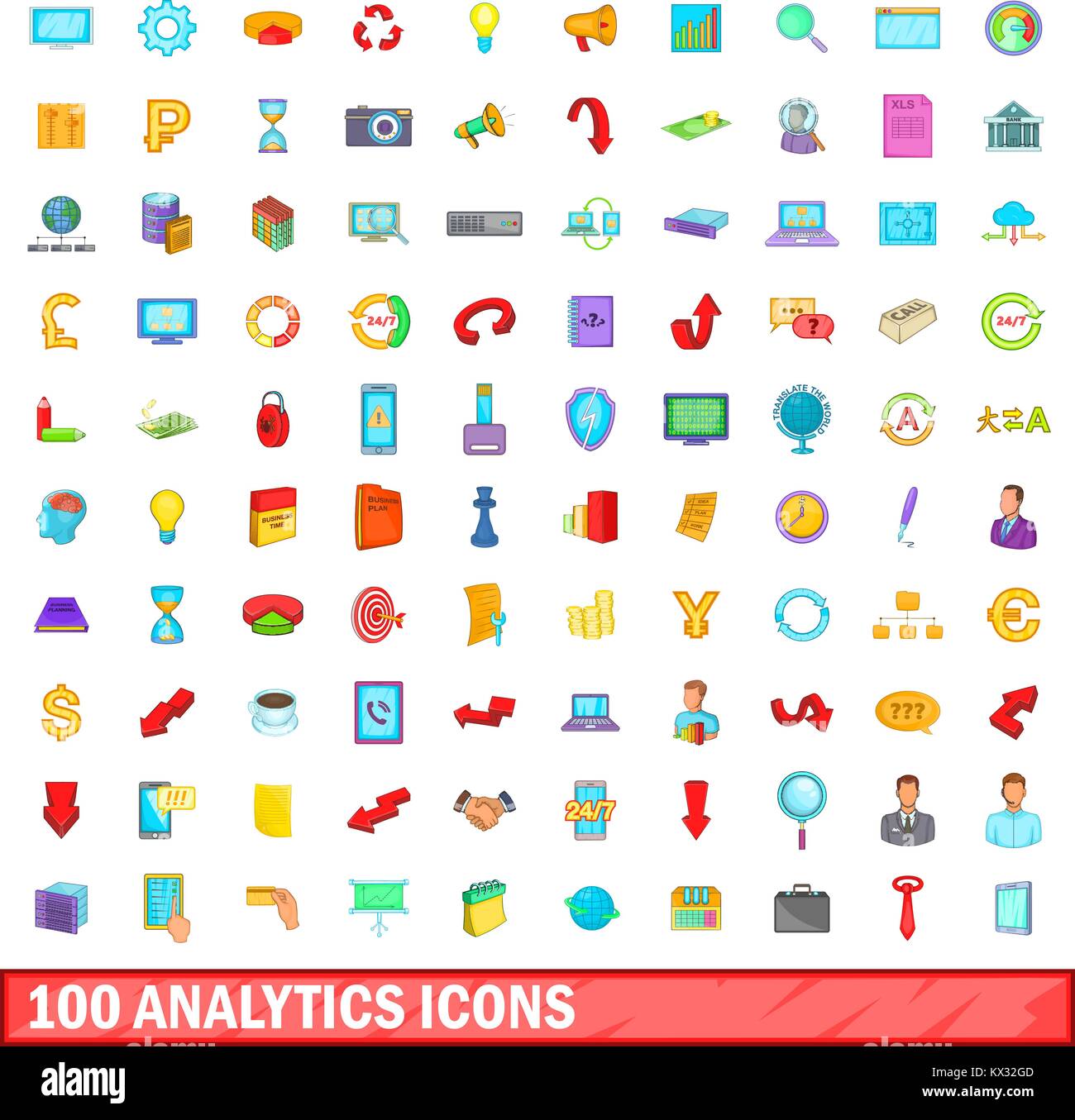 100 analytics icons set, cartoon style Stock Vector Image & Art - Alamy