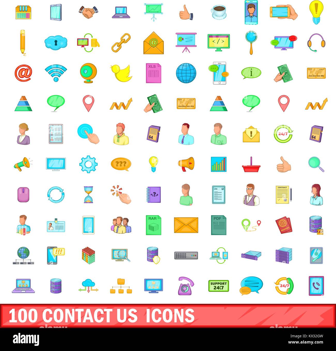 100 contact us icons set, cartoon style Stock Vector Image & Art - Alamy