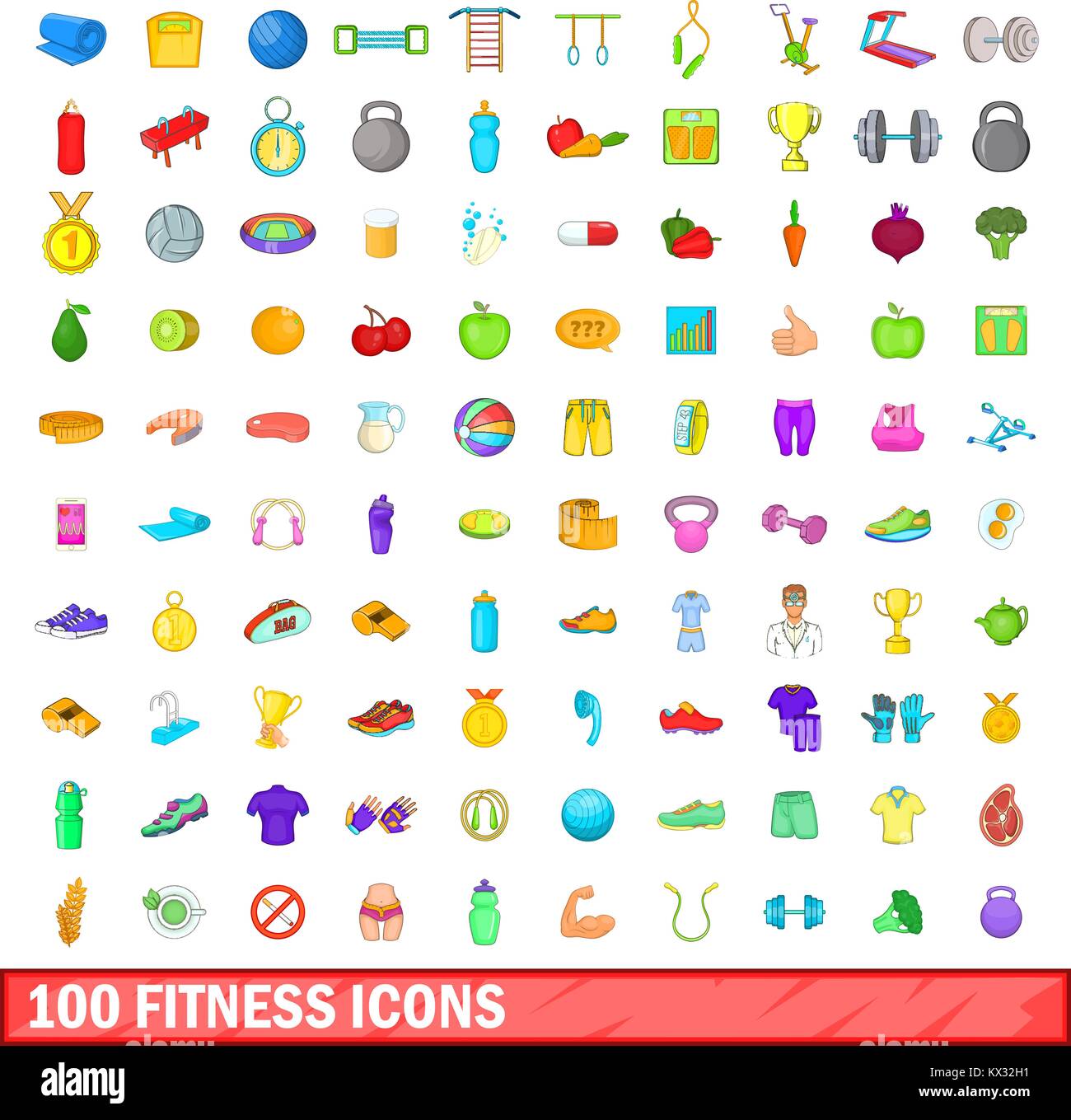 100 icons set, cartoon style Stock Vector Image & Art - Alamy