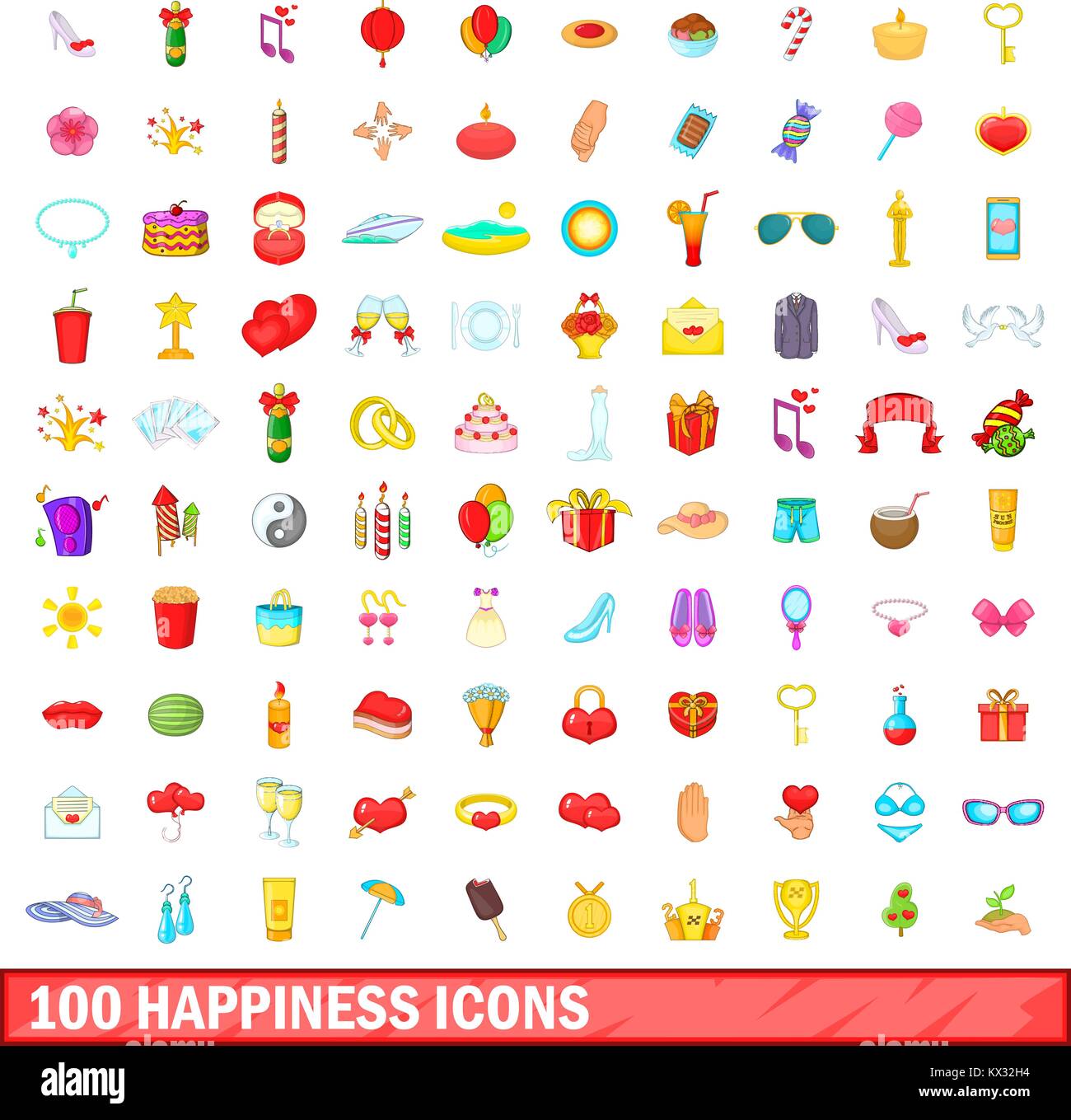 100 happiness icons set, cartoon style Stock Vector Image & Art - Alamy