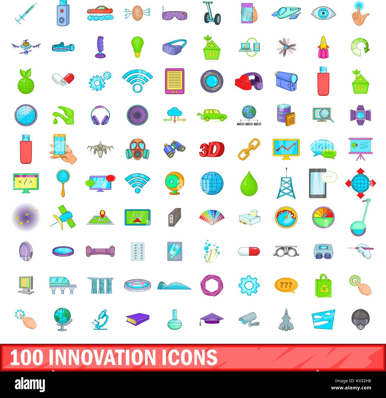 100 icons set, cartoon style Stock Vector Image & Art - Alamy