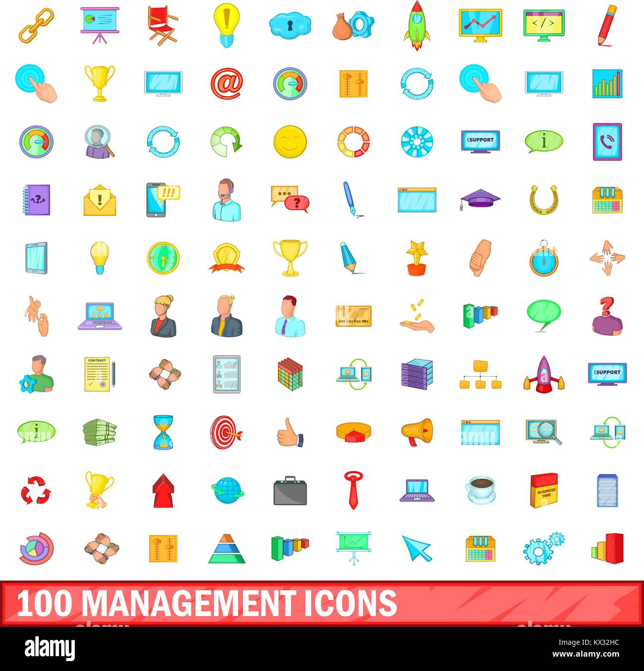 100 management icons set, cartoon style Stock Vector Image & Art - Alamy