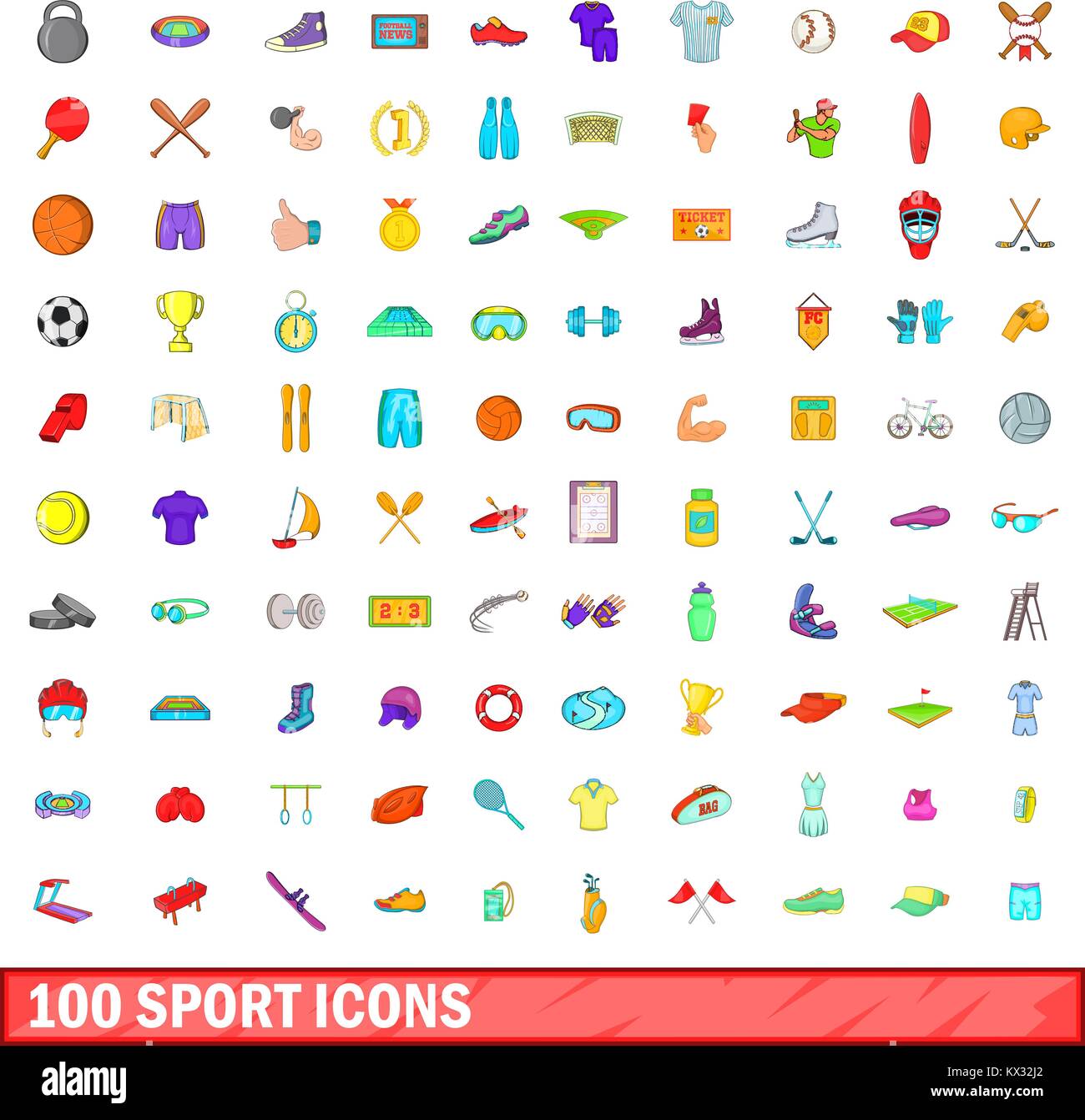 100 sport icons set, cartoon style Stock Vector Image & Art - Alamy