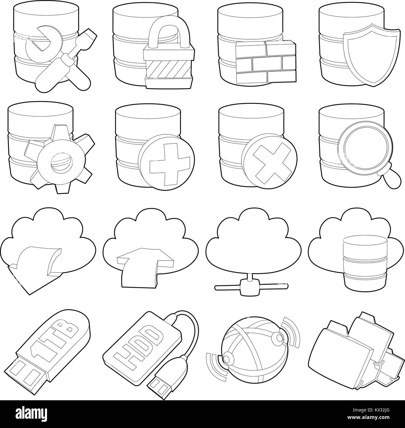 Database symbols icons set, outline style Stock Vector Image & Art - Alamy