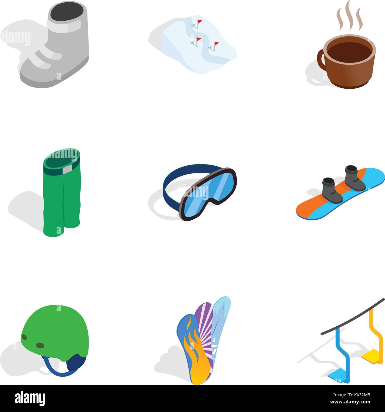 Snowboarding elements icons set Stock Vector Image & Art - Alamy