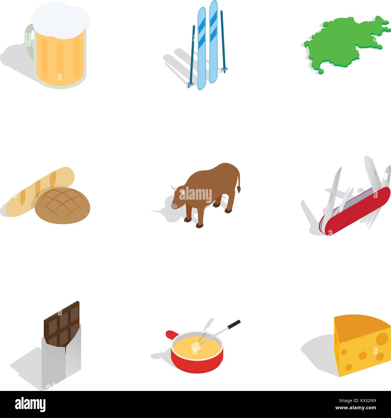 Symbols of Switzerland icons set Stock Vector Image & Art - Alamy