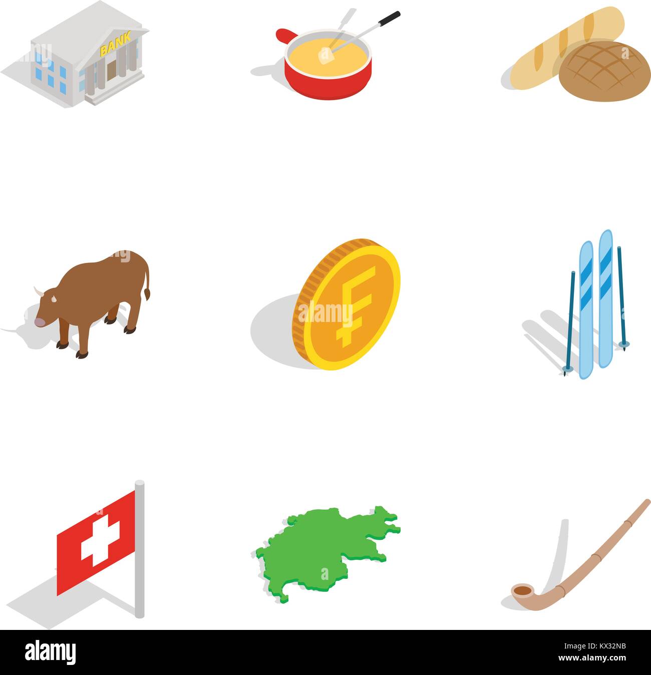 Switzerland icons set, isometric 3d style Stock Vector Image & Art - Alamy