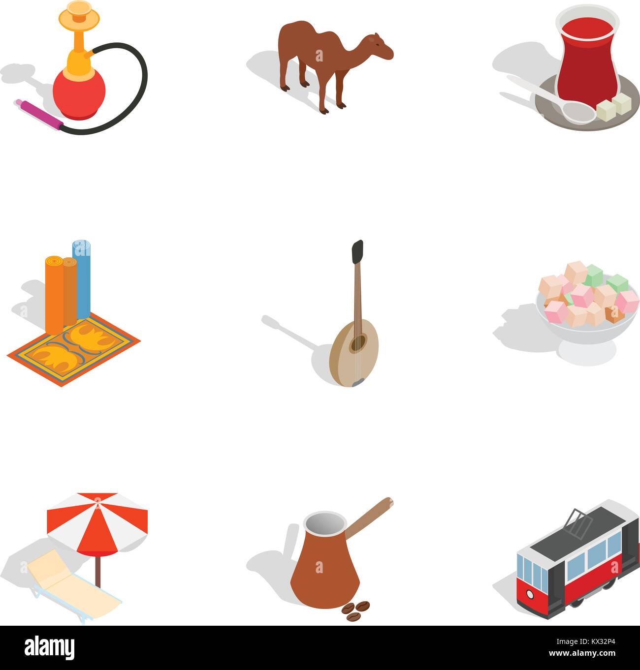 Symbols of Turkey icons set, isometric 3d style Stock Vector Image ...