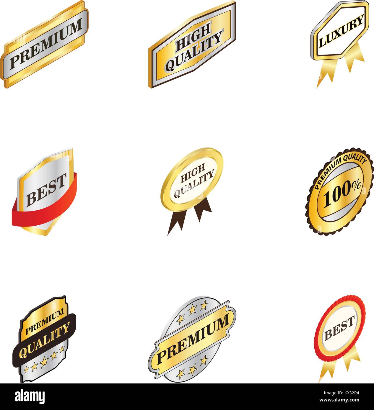 Labels premium quality icons set Stock Vector Image & Art - Alamy