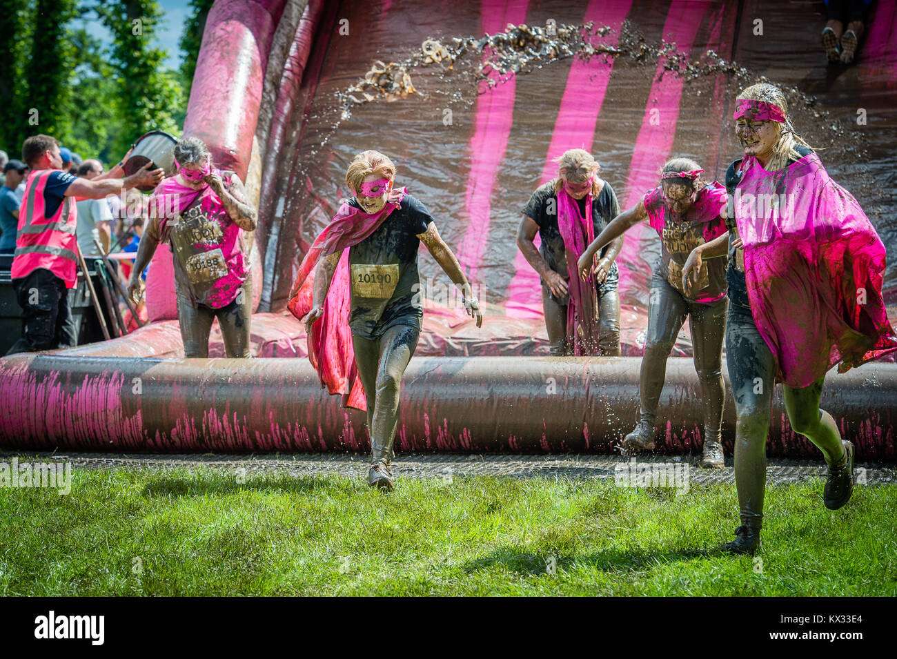 A group of Super Heroes runners during the Pretty Muddy 5k Race for ...