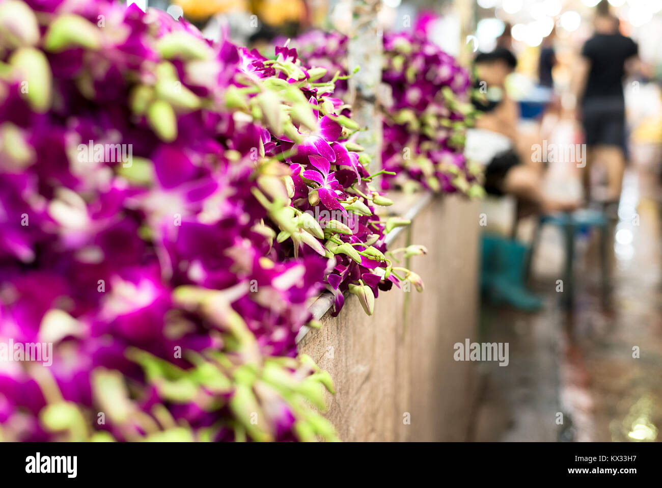Depth of field shot of piles of fresh flowers ready for wholesale at at ...