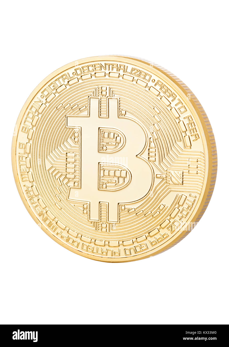 Bitcoin. Physical bit coin. Digital currency. Cryptocurrency. Golden ...