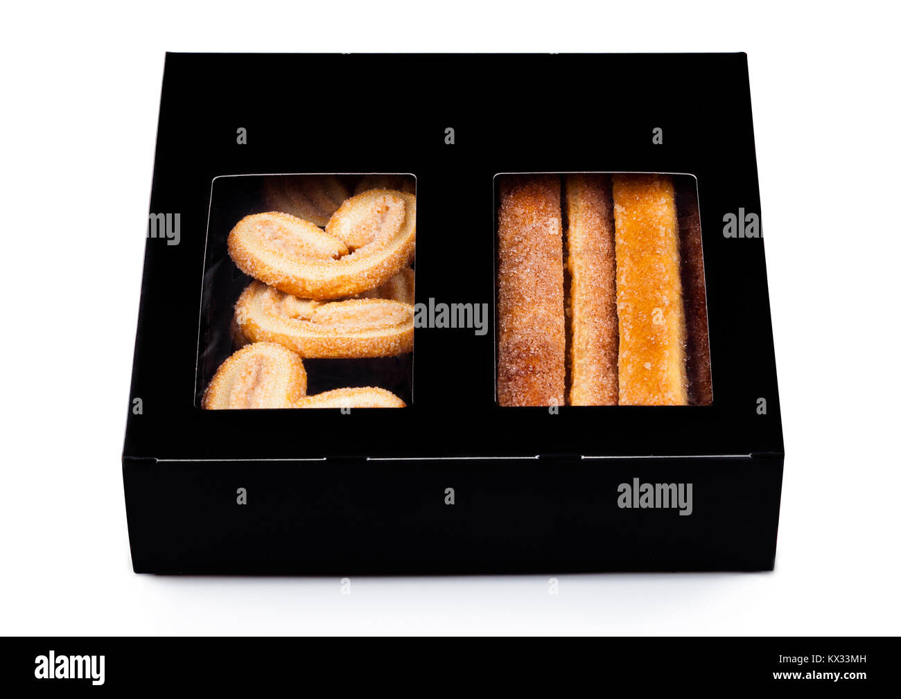 Box of sweet butter breakfast cookies on white background Stock Photo ...