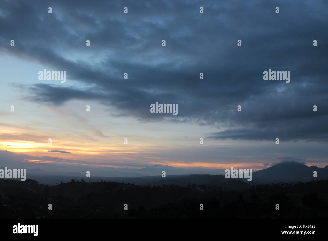 Beautiful sunset from Moko Mount, Bandung, Indonesia. at 1400 m. With ...