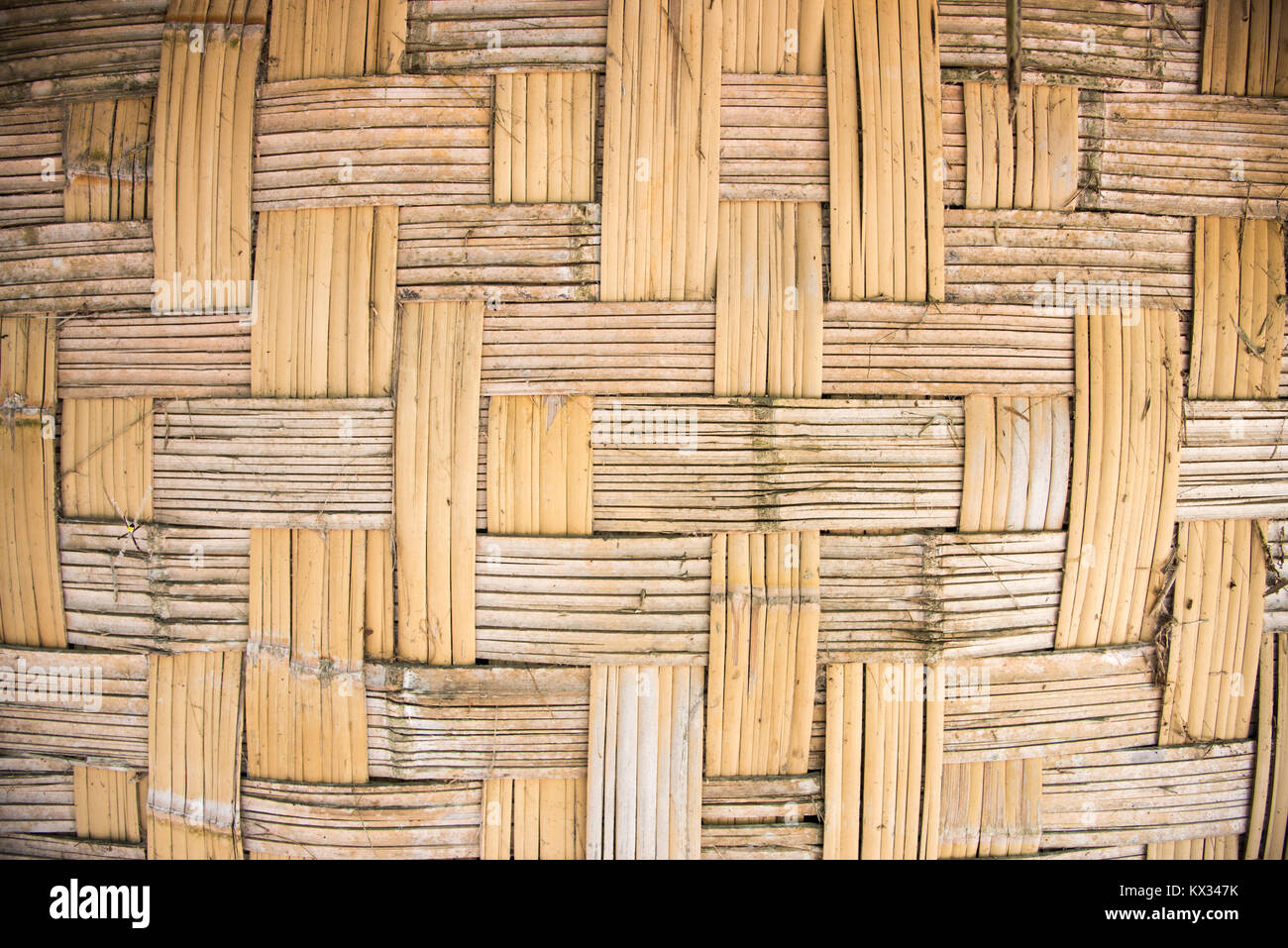 Close up of woven grass hut wall exterior on Mystery Island, Vanuatu ...