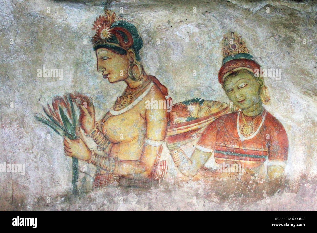 Heads of apsara on the all of Sigiriya rock, Sri Lanka Stock Photo - Alamy