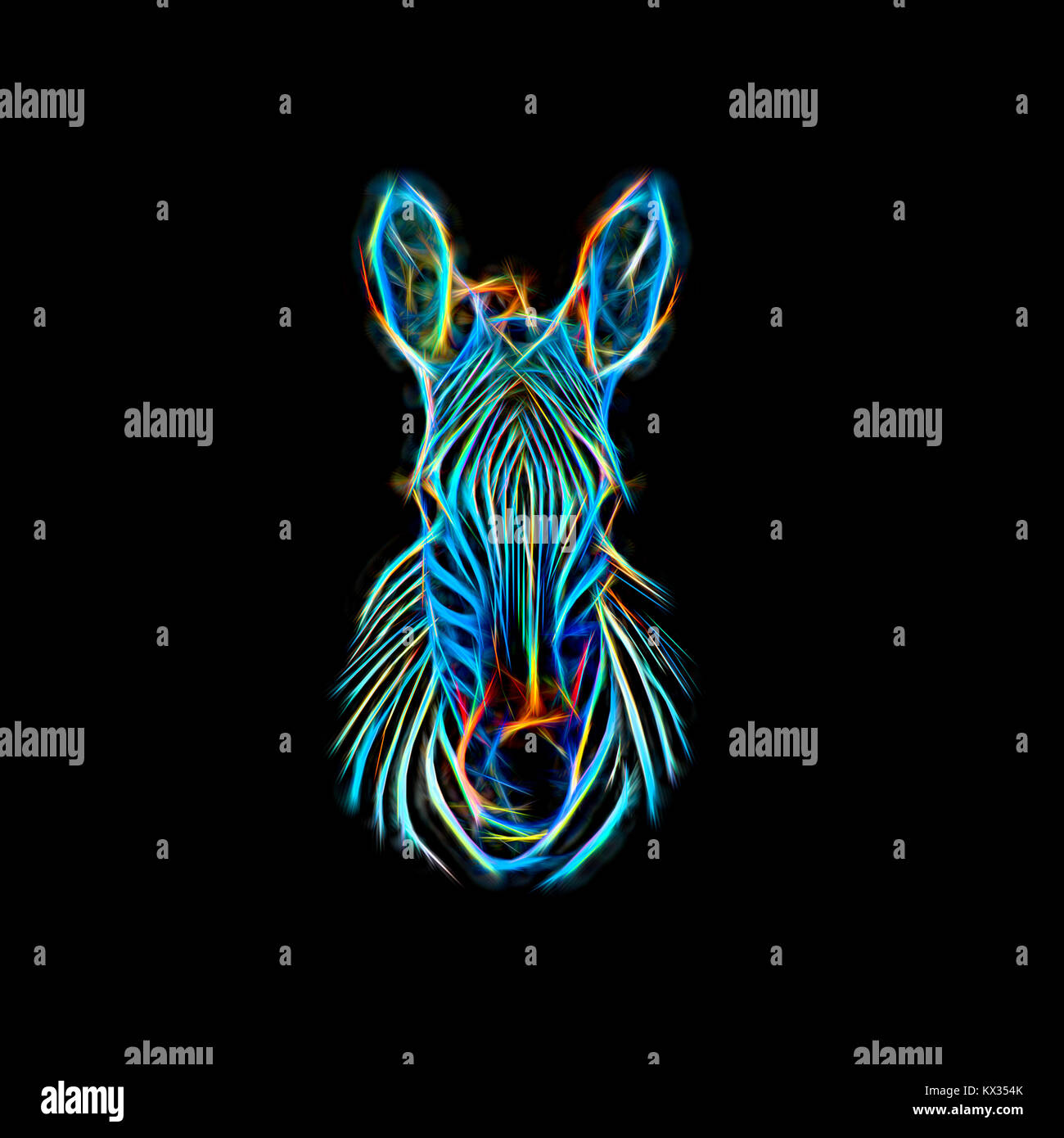A neon digital representation of a Zebra Stock Photo - Alamy