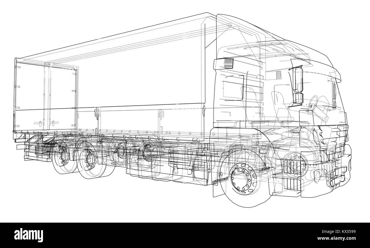 European truck outlined vector Stock Vector Image & Art - Alamy