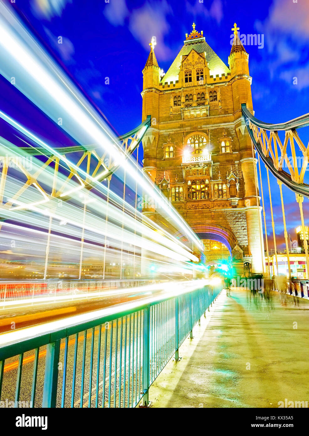 View of Tower Bridge in London at night Stock Photo - Alamy