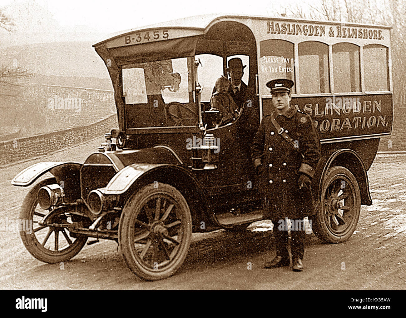 Haslingden Corporation bus, early 1900s Stock Photo - Alamy