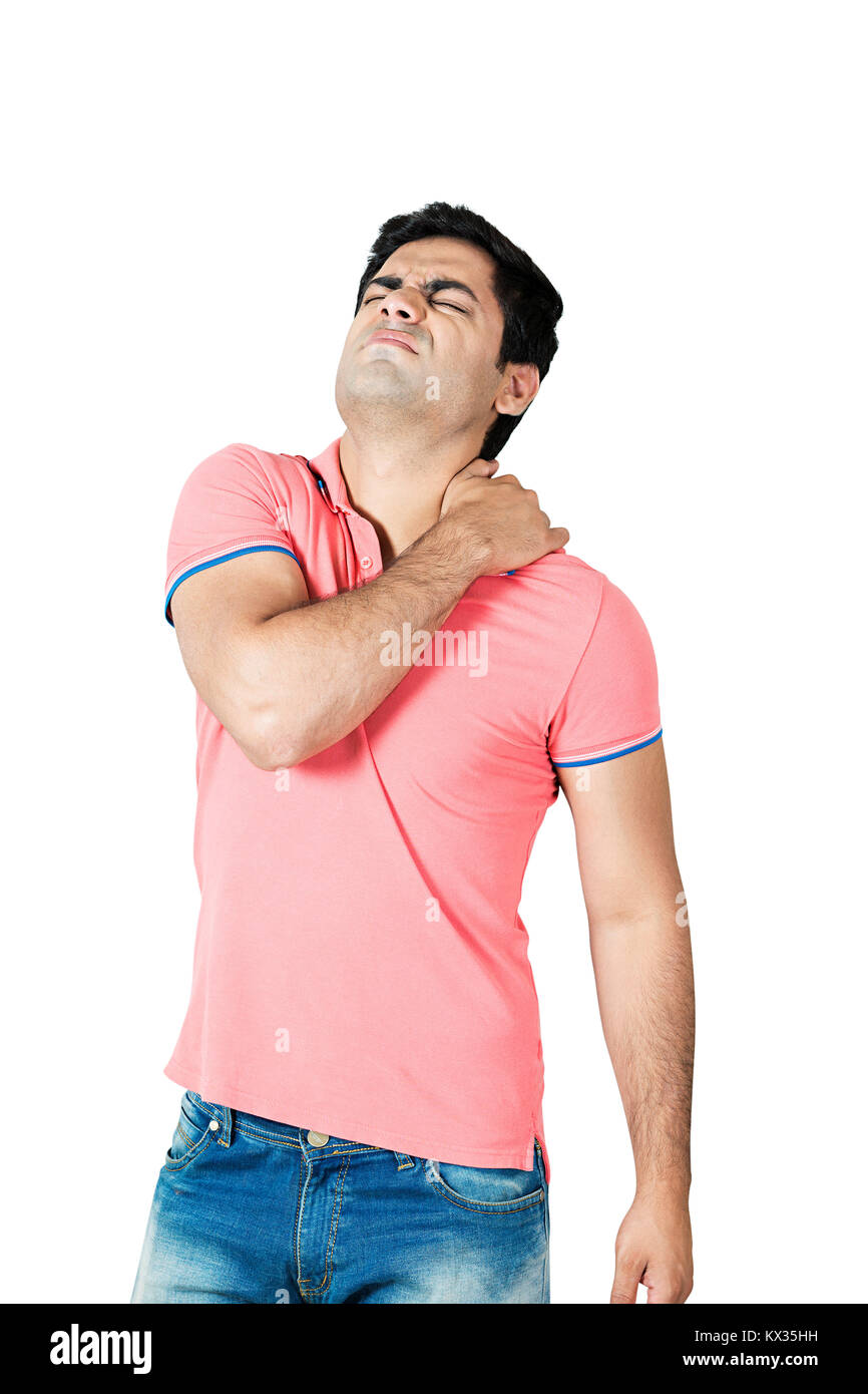 1 Indian man suffering from shoulder muscle inflammation or injury ...