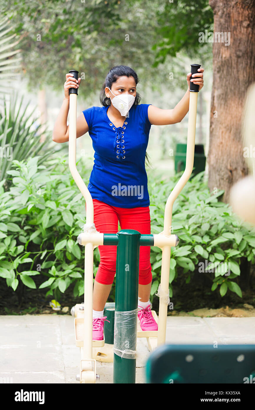 Young Woman Fitness Exercise Gym In Park Stock Photo - Alamy
