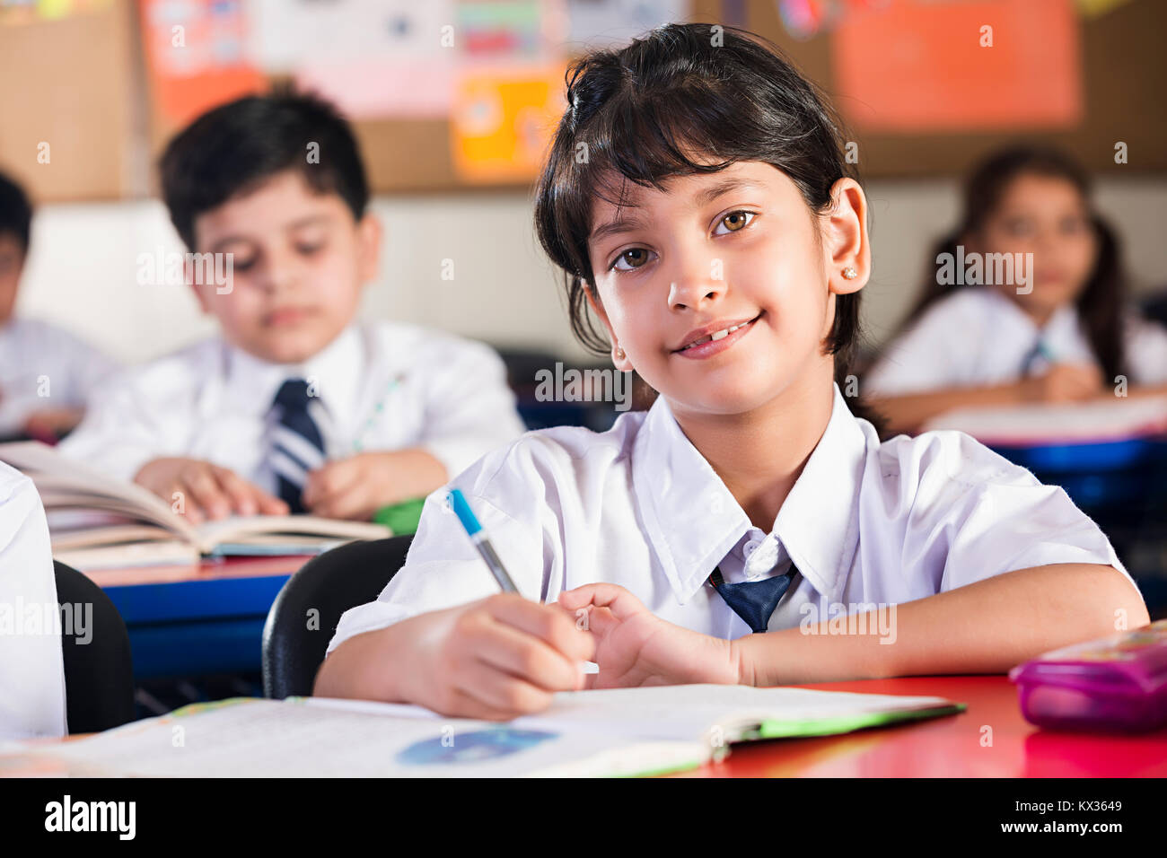 1 School Kid Girl Student Book Writing Study In Classroom Stock Photo ...