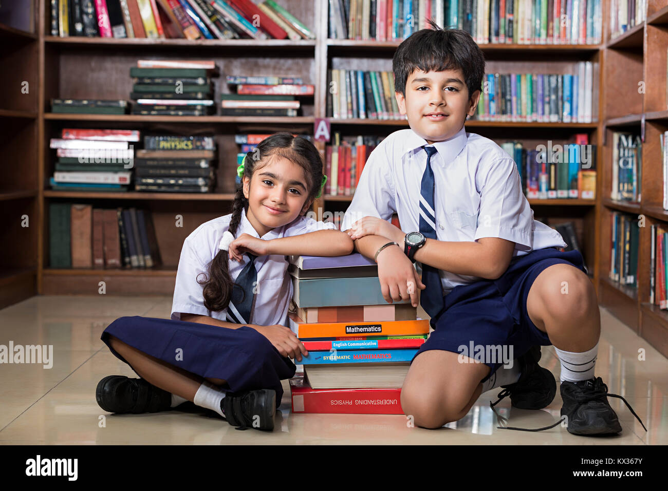 Indian School Students With Book