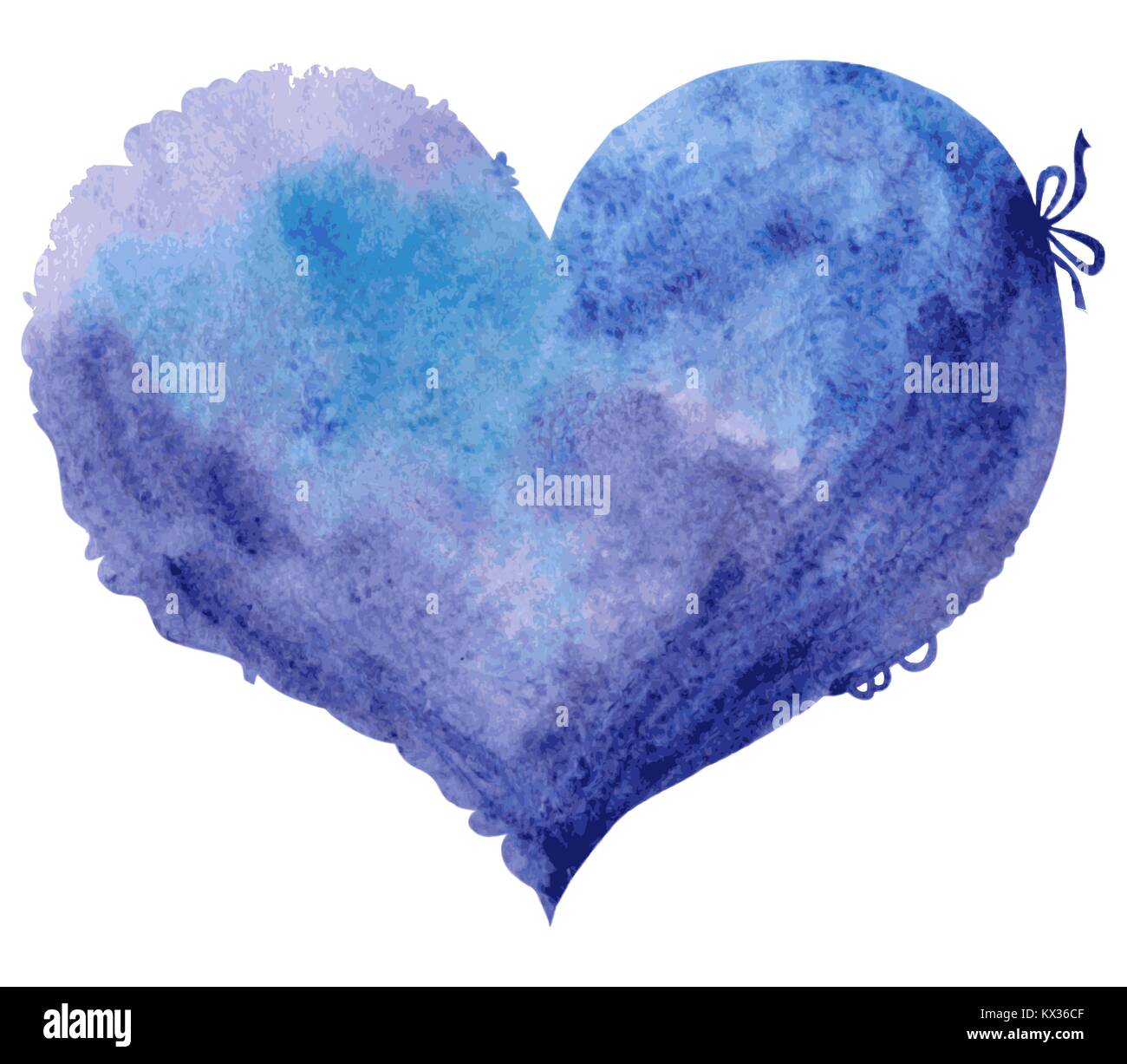 Watercolor purple heart with light and shade, painted by hand Stock ...