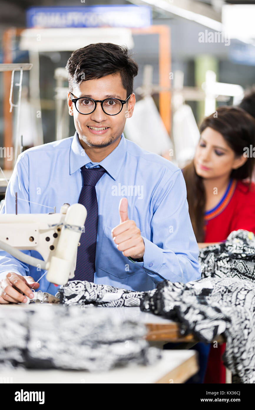 Man Employee Tailor With Colleague Sewing -Machine Clothes Working ...