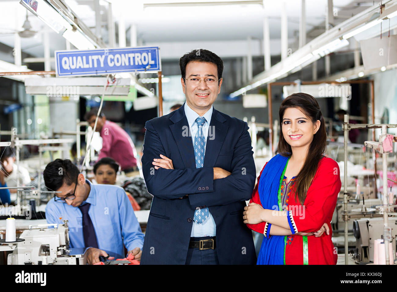 Workers-Tailor Work Helping Supervisor And Woman Holding Clipboard ...