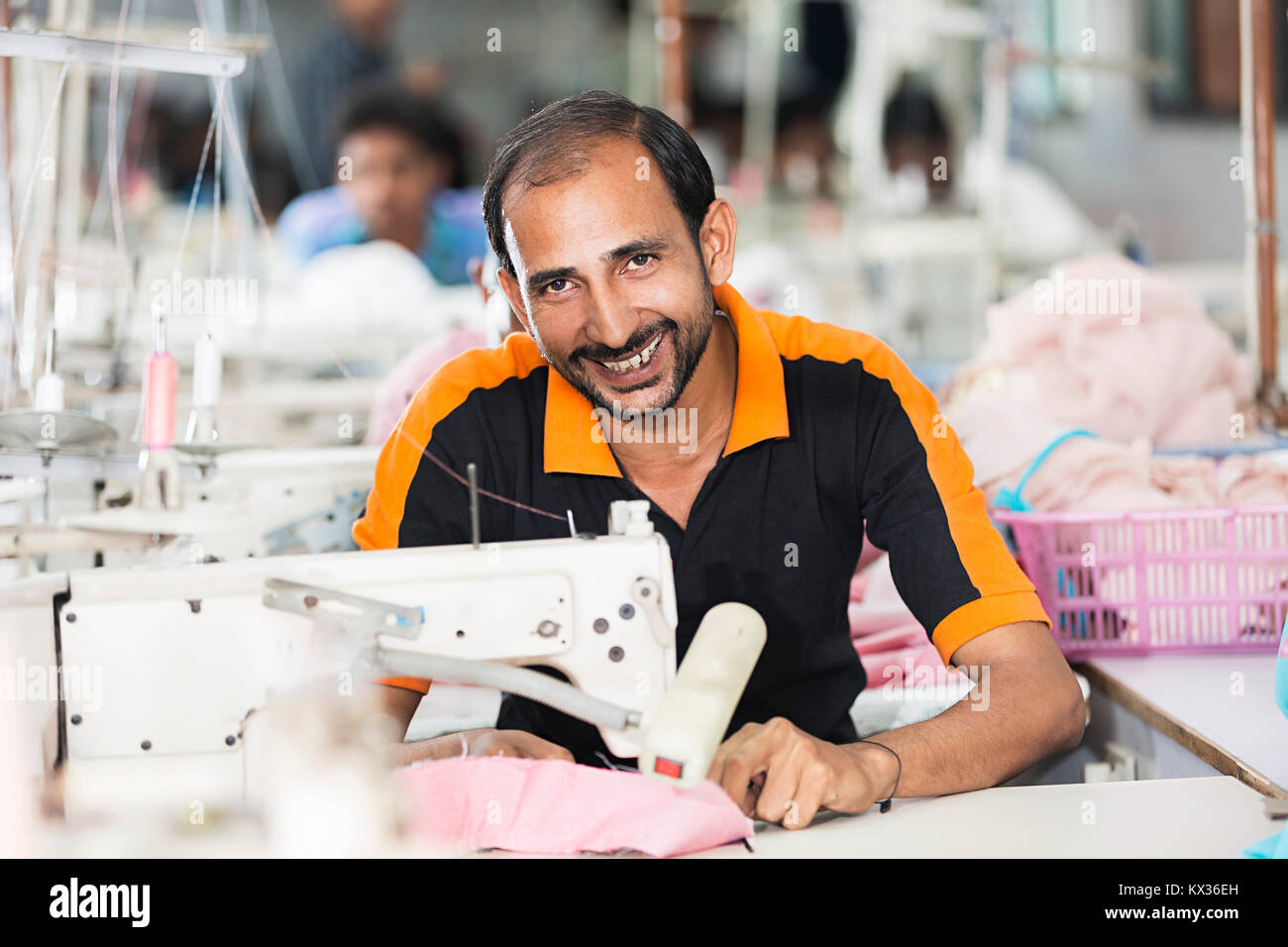 1 Man Worker Tailor sewing Machine Clothes Work In Garment-factory ...