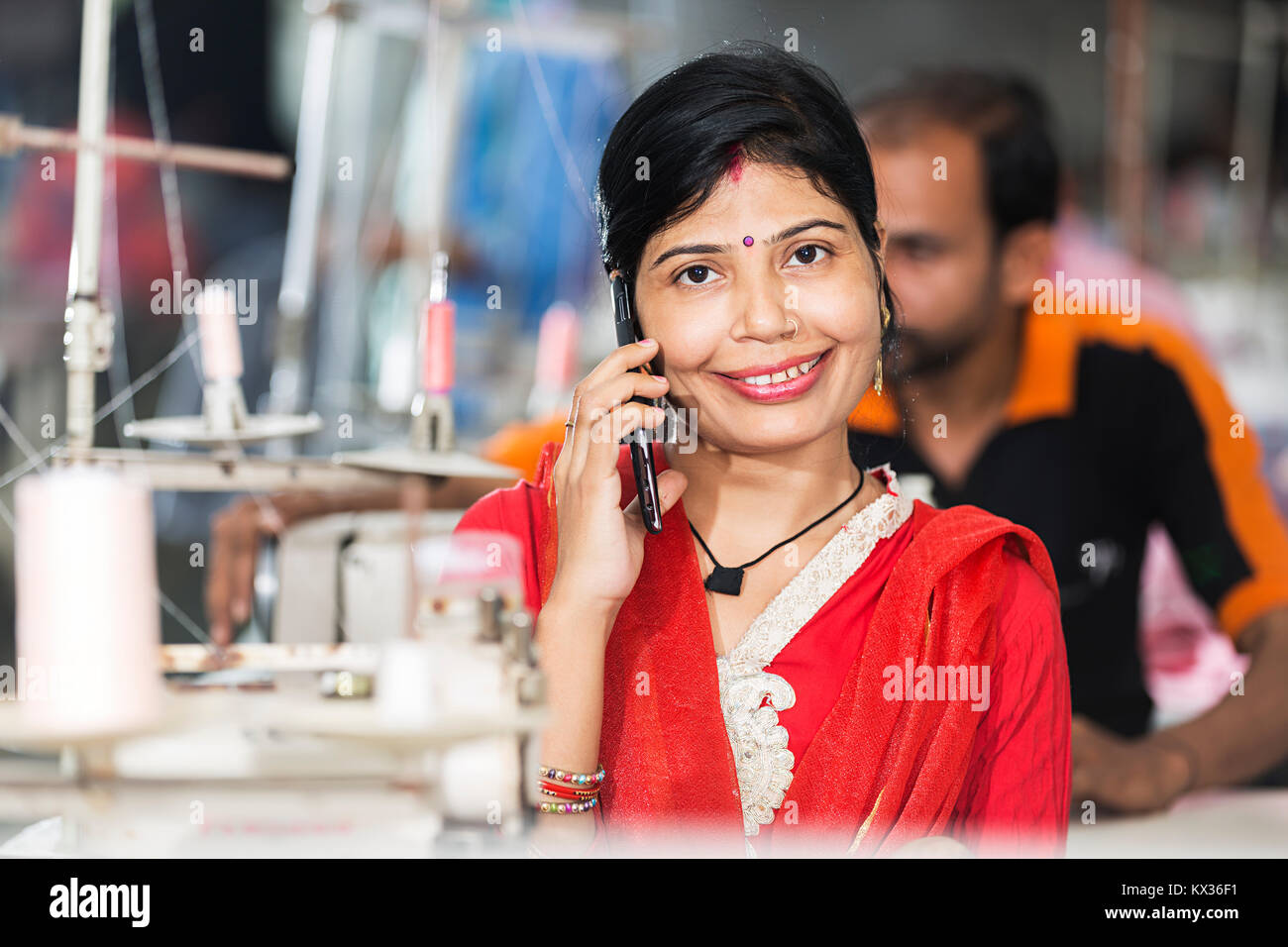 1 Female Worker Tailor Sewing-Machine Working In Garment factory Stock ...