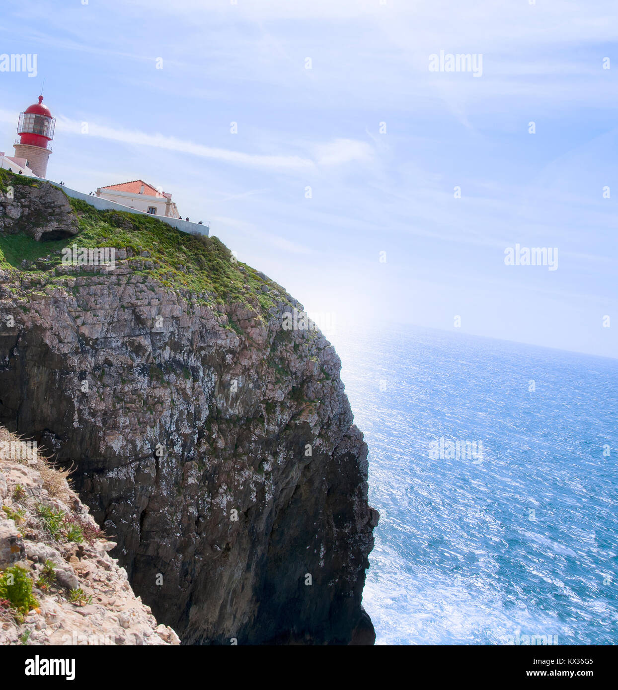 Beautiful landscape with a lighthouse in Cabo San Vicente, Algarve ...