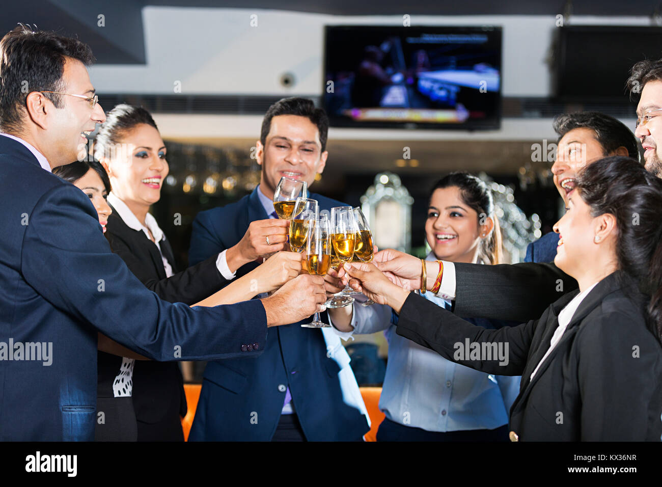 Group Business Partners Toasting champagne Glass Business Success ...