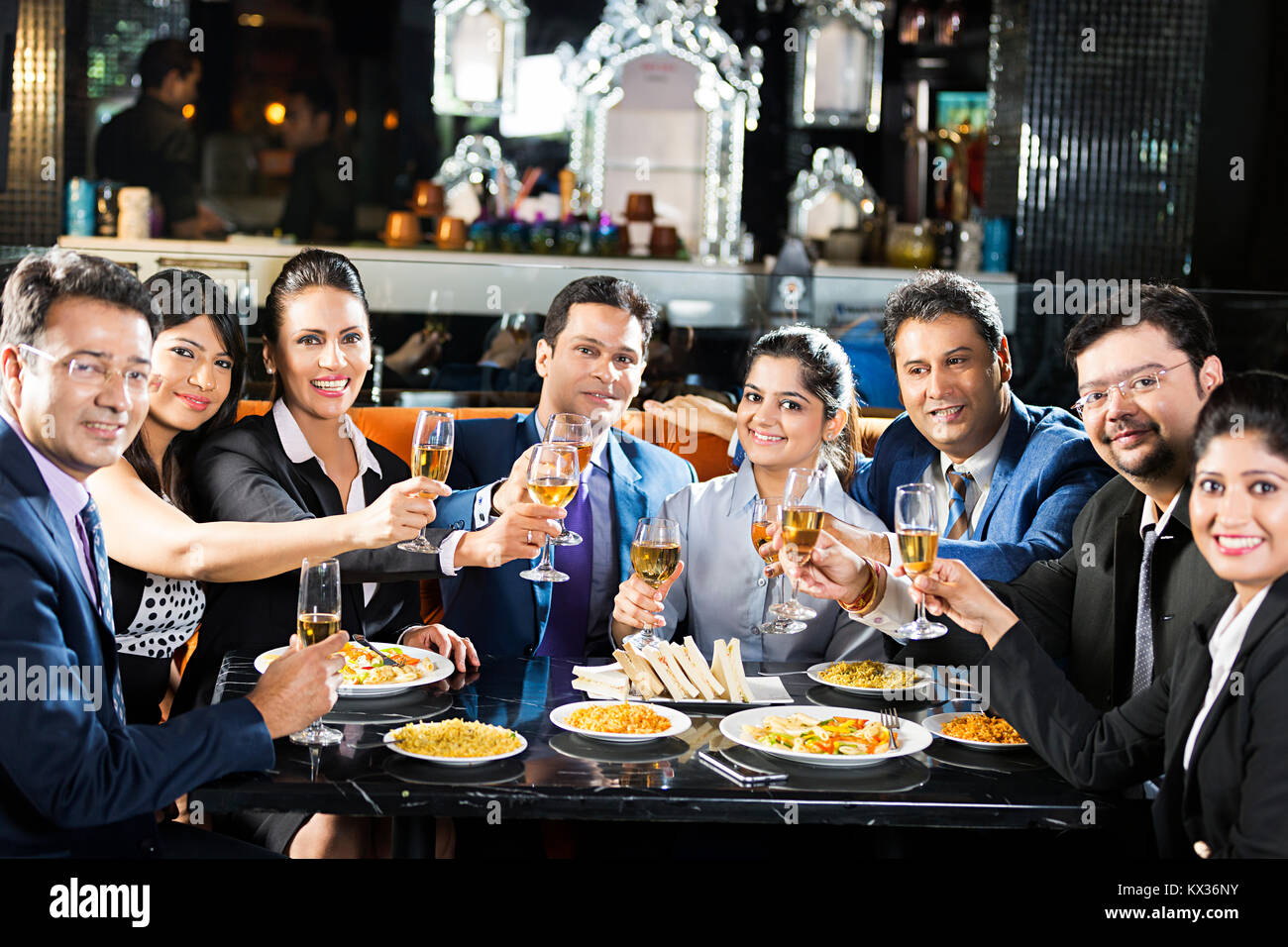 Group Businessmen And Businesswomen Cheers champagne-Glass Company ...